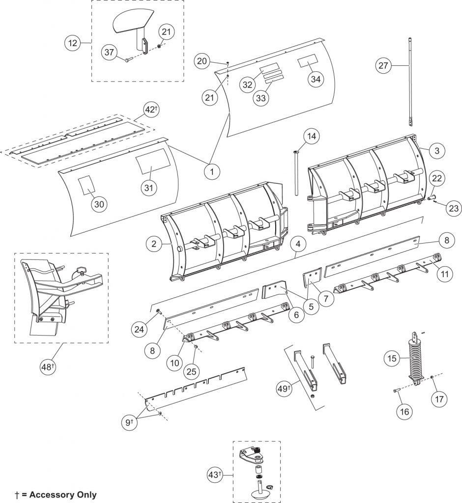 Western Plow Part # 44485-1 - 8.5 ft. MVP Plus Steel Blade Assembly